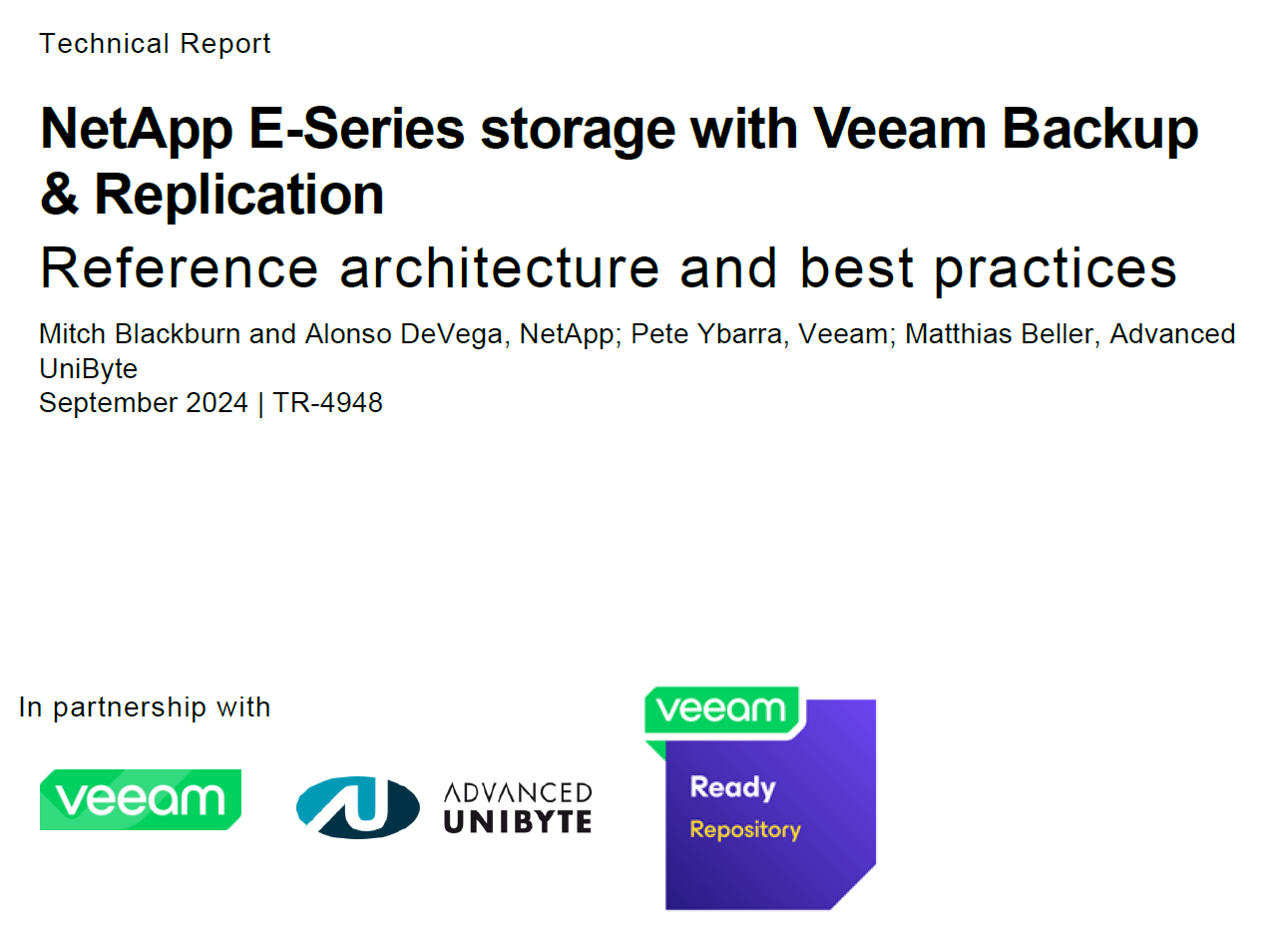 Technical Report 4948: NetApp E-Series storage with Veeam Backup & Replication - AU-Tec Blog